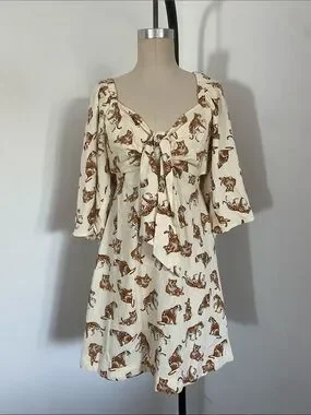FARM Rio | Dresses | Farm Rio Cream Mini Dress With Brown Leopard Print ...